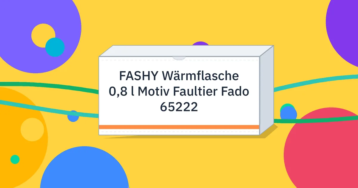Symbolbild: Packung mit der Aufschrift FASHY Wärmflasche 0,8 l Motiv Faultier Fado 65222 (PZN 15573084) – Verfügbarkeit und Bezug in Apotheken in Frankfurt am Main