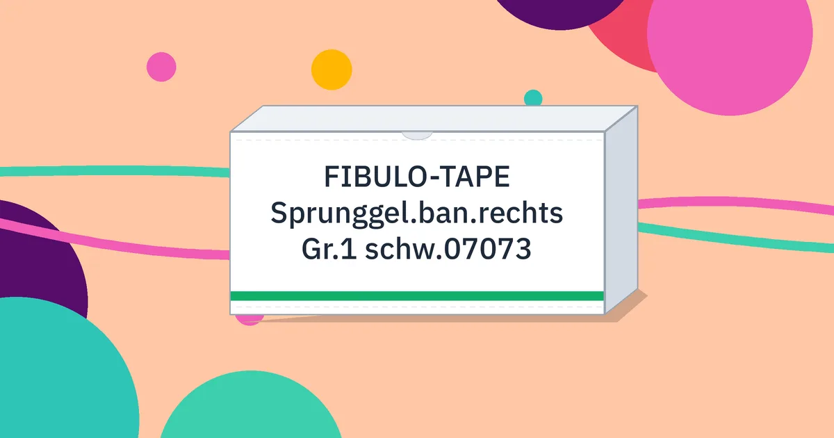 Symbolbild: Packung mit der Aufschrift FIBULO-TAPE Sprunggel.ban.rechts Gr.1 schw.07073 (PZN 05543159) – Verfügbarkeit und Bezug in Apotheken in Frankfurt am Main