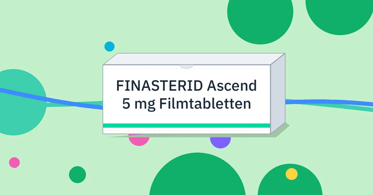 Symbolbild: Packung mit der Aufschrift FINASTERID Ascend 5 mg Filmtabletten (PZN 18338484) – Verfügbarkeit und Bezug in Apotheken in Frankfurt am Main