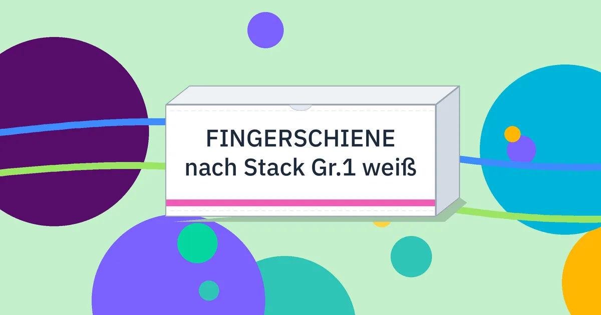 Symbolbild: Packung mit der Aufschrift FINGERSCHIENE nach Stack Gr.1 weiß (PZN 07013075) – Verfügbarkeit und Bezug in Apotheken in Frankfurt am Main