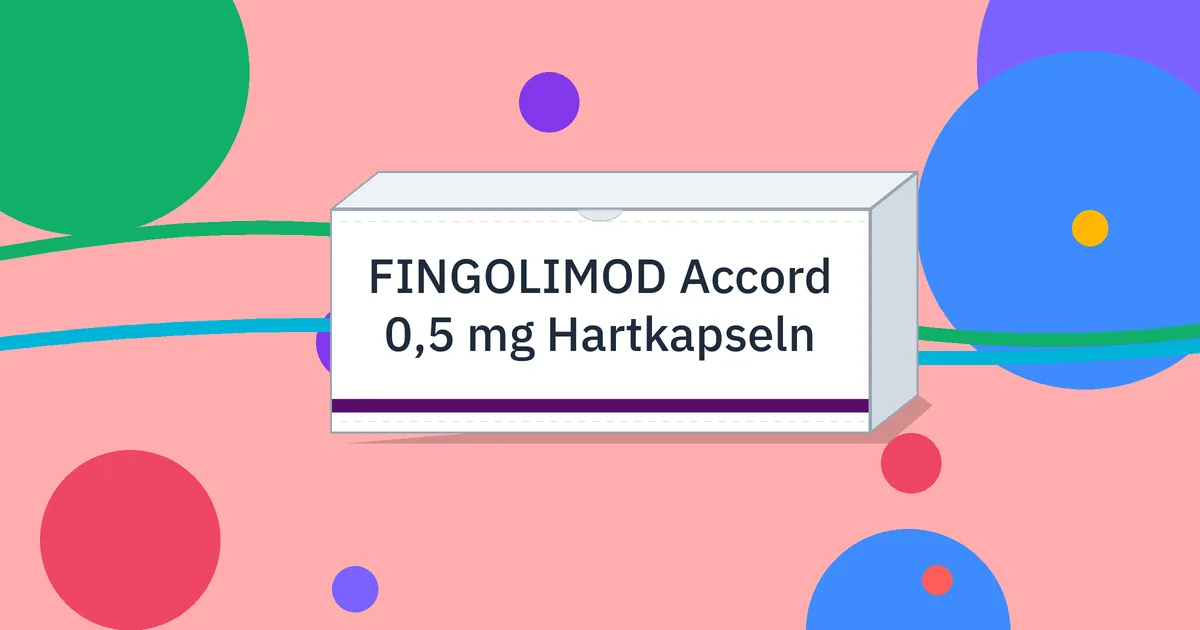 Symbolbild: Packung mit der Aufschrift FINGOLIMOD Accord 0,5 mg Hartkapseln (PZN 17618276) – Verfügbarkeit und Bezug in Apotheken in Frankfurt am Main