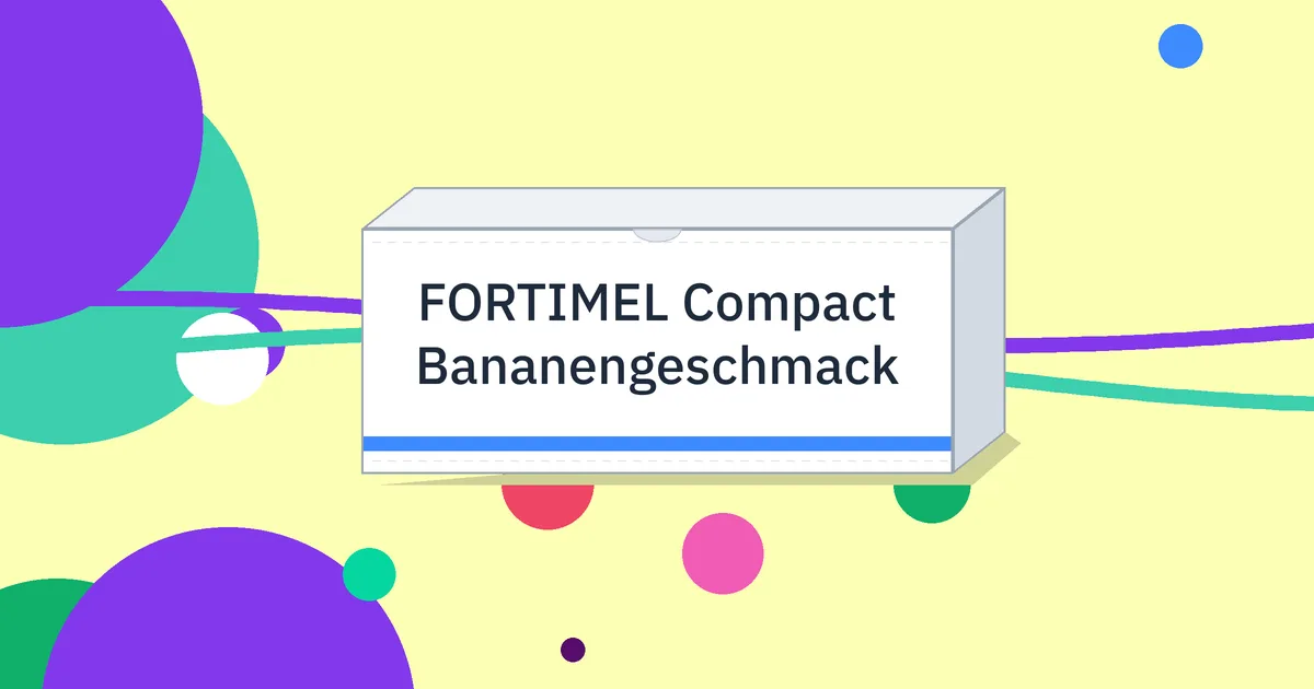 Symbolbild: Packung mit der Aufschrift FORTIMEL Compact Bananengeschmack (PZN 06101268) – Verfügbarkeit und Bezug in Apotheken in Frankfurt am Main