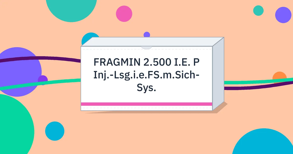 Symbolbild: Packung mit der Aufschrift FRAGMIN 2.500 I.E. P Inj.-Lsg.i.e.FS.m.Sich-Sys. (PZN 09893672) – Verfügbarkeit und Bezug in Apotheken in Frankfurt am Main