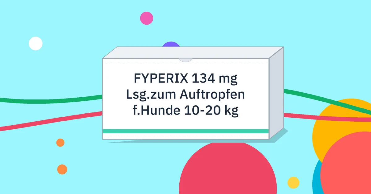 Symbolbild: Packung mit der Aufschrift FYPERIX 134 mg Lsg.zum Auftropfen f.Hunde 10-20 kg (PZN 11181602) – Verfügbarkeit und Bezug in Apotheken in Frankfurt am Main