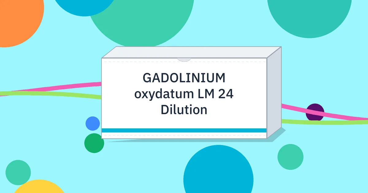 Symbolbild: Packung mit der Aufschrift GADOLINIUM oxydatum LM 24 Dilution (PZN 13494512) – Verfügbarkeit und Bezug in Apotheken in Frankfurt am Main