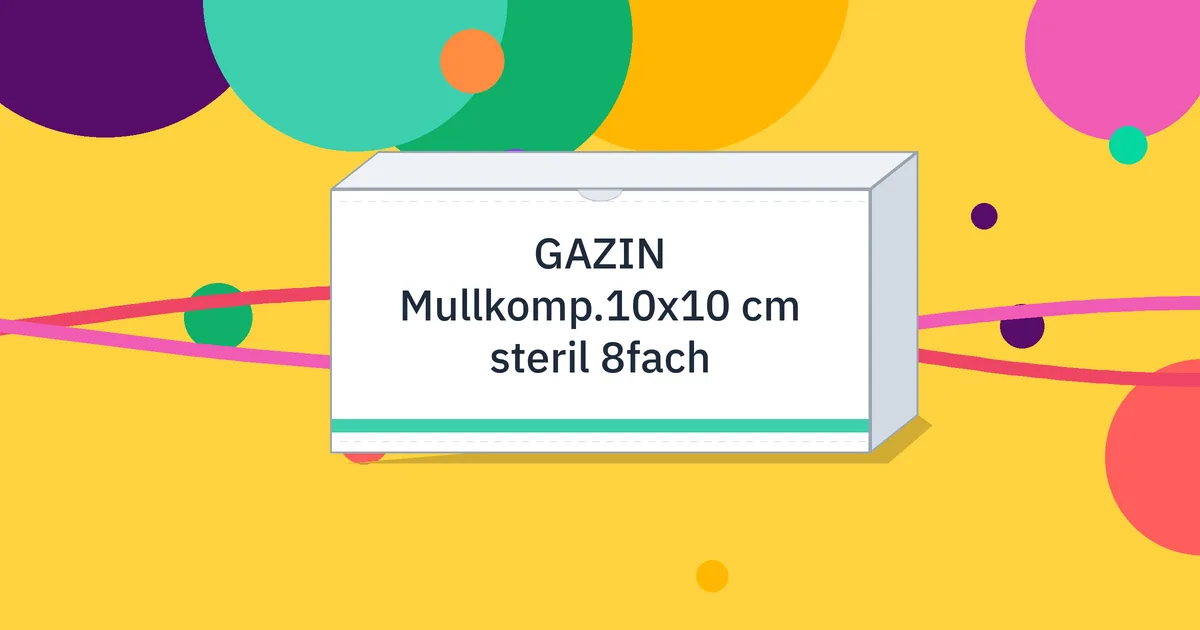 Symbolbild: Packung mit der Aufschrift GAZIN Mullkomp.10x10 cm steril 8fach (PZN 05984076) – Verfügbarkeit und Bezug in Apotheken in Frankfurt am Main