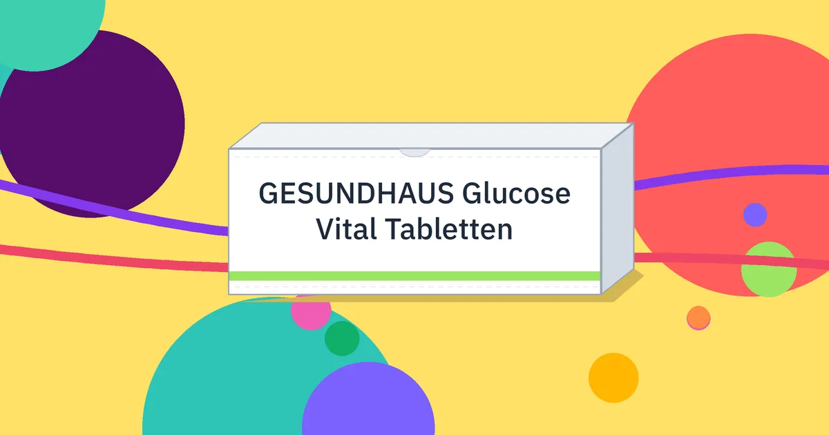 Symbolbild: Packung mit der Aufschrift GESUNDHAUS Glucose Vital Tabletten (PZN 10797548) – Verfügbarkeit und Bezug in Apotheken in Frankfurt am Main