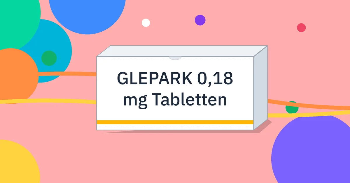 Symbolbild: Packung mit der Aufschrift GLEPARK 0,18 mg Tabletten (PZN 09098437) – Verfügbarkeit und Bezug in Apotheken in Frankfurt am Main