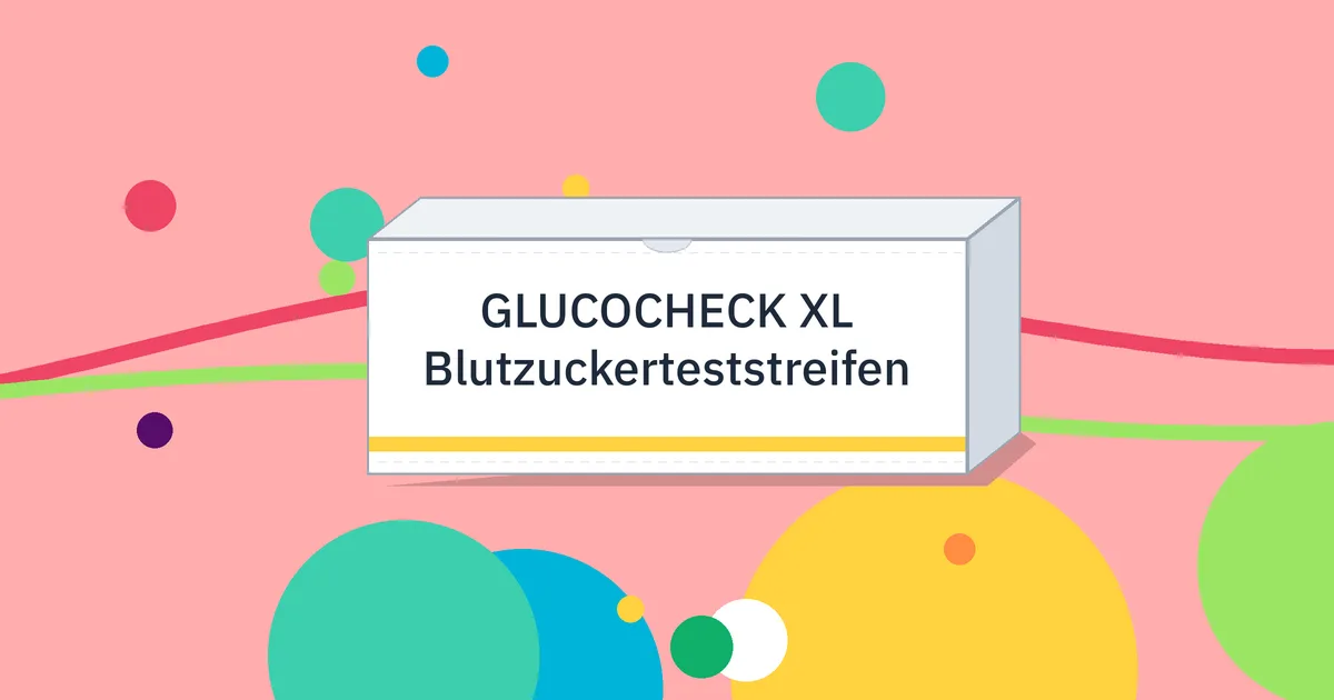 Symbolbild: Packung mit der Aufschrift GLUCOCHECK XL Blutzuckerteststreifen (PZN 07543519) – Verfügbarkeit und Bezug in Apotheken in Frankfurt am Main