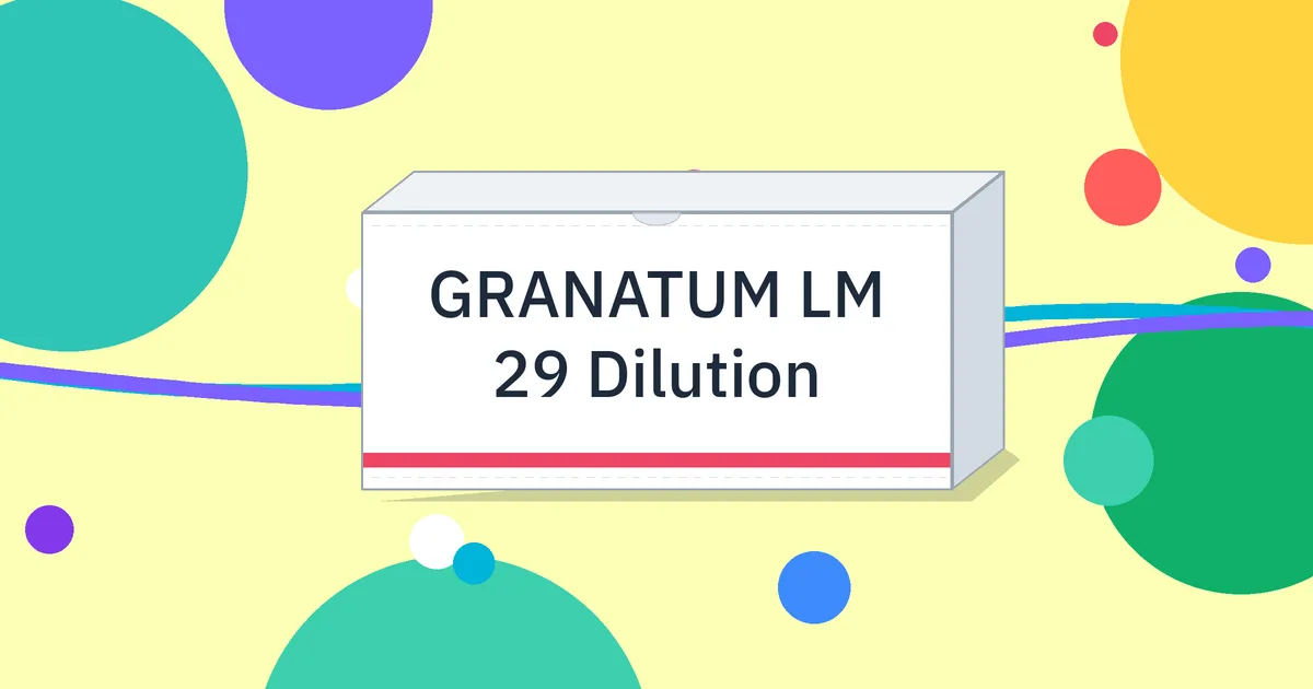 Symbolbild: Packung mit der Aufschrift GRANATUM LM 29 Dilution (PZN 13546261) – Verfügbarkeit und Bezug in Apotheken in Frankfurt am Main