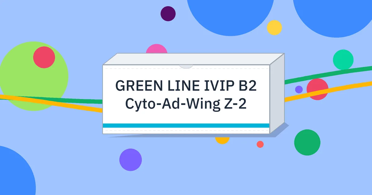 Symbolbild: Packung mit der Aufschrift GREEN LINE IVIP B2 Cyto-Ad-Wing Z-2 (PZN 19234321) – Verfügbarkeit und Bezug in Apotheken in Frankfurt am Main