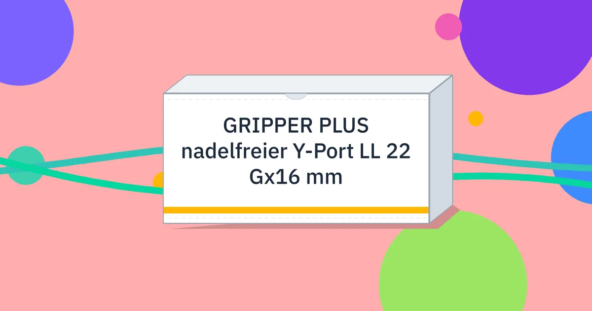 Symbolbild: Packung mit der Aufschrift GRIPPER PLUS nadelfreier Y-Port LL 22 Gx16 mm (PZN 09676199) – Verfügbarkeit und Bezug in Apotheken in Frankfurt am Main