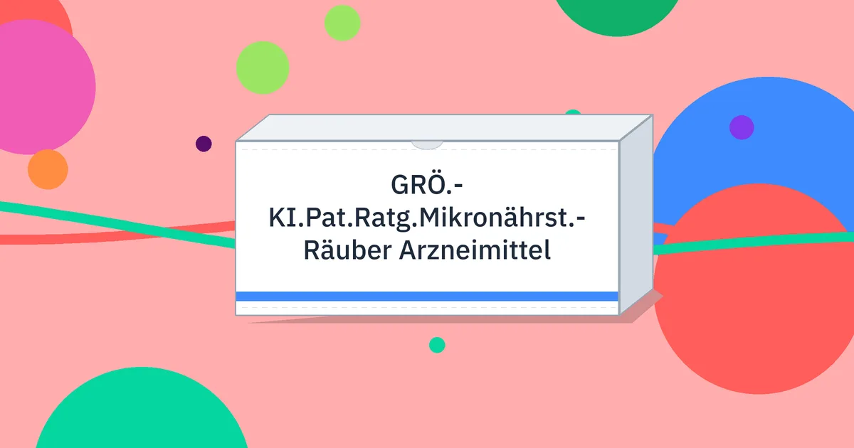 Symbolbild: Packung mit der Aufschrift GRÖ.-KI.Pat.Ratg.Mikronährst.-Räuber Arzneimittel (PZN 11714352) – Verfügbarkeit und Bezug in Apotheken in Frankfurt am Main