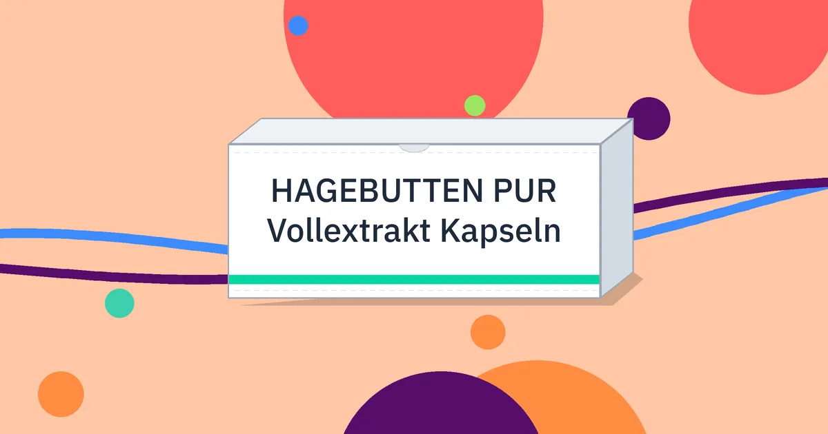 Symbolbild: Packung mit der Aufschrift HAGEBUTTEN PUR Vollextrakt Kapseln (PZN 08822807) – Verfügbarkeit und Bezug in Apotheken in Frankfurt am Main