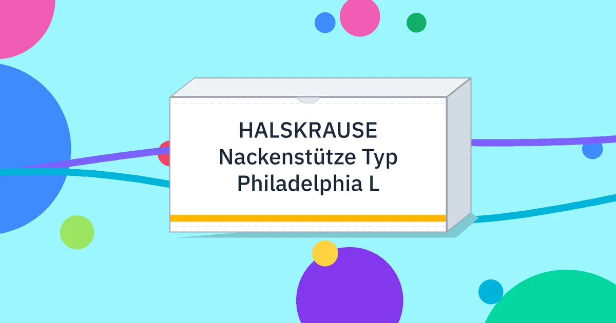 Symbolbild: Packung mit der Aufschrift HALSKRAUSE Nackenstütze Typ Philadelphia L (PZN 19069187) – Verfügbarkeit und Bezug in Apotheken in Frankfurt am Main