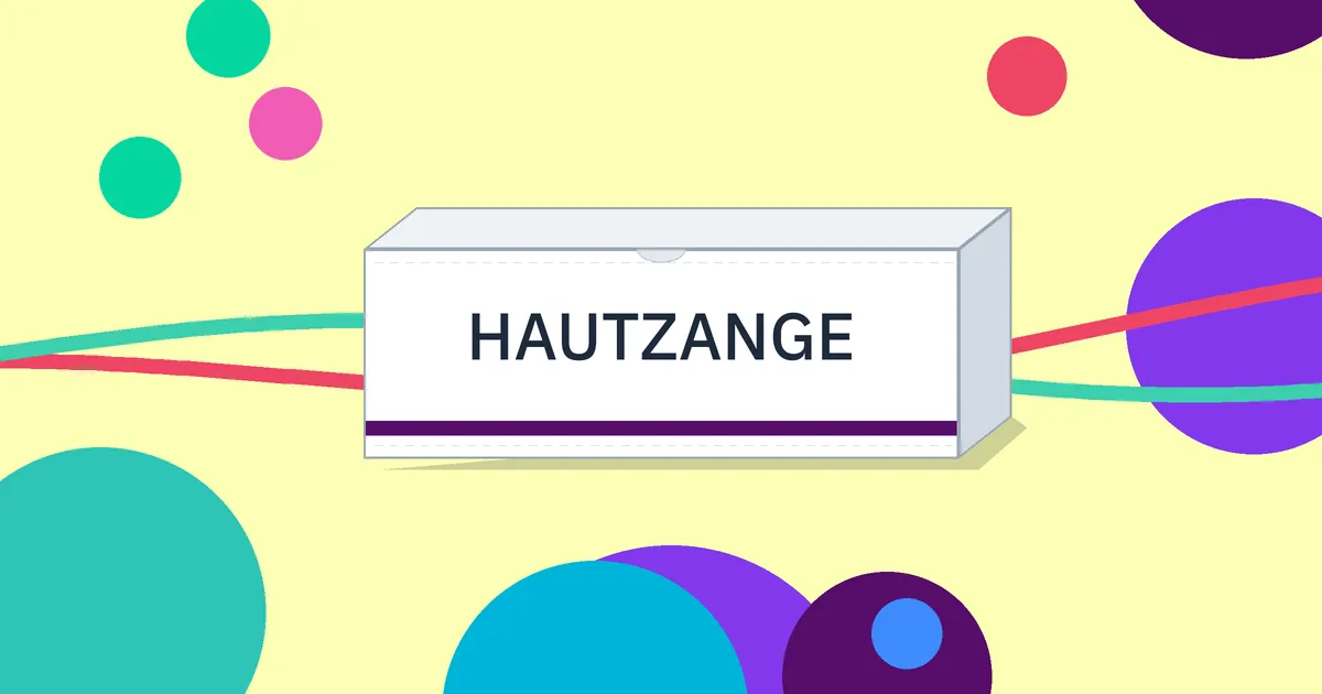Symbolbild: Packung mit der Aufschrift HAUTZANGE (PZN 01963491) – Verfügbarkeit und Bezug in Apotheken in Frankfurt am Main