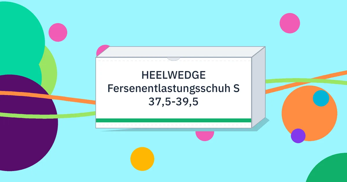 Symbolbild: Packung mit der Aufschrift HEELWEDGE Fersenentlastungsschuh S 37,5-39,5 (PZN 16630074) – Verfügbarkeit und Bezug in Apotheken in Frankfurt am Main