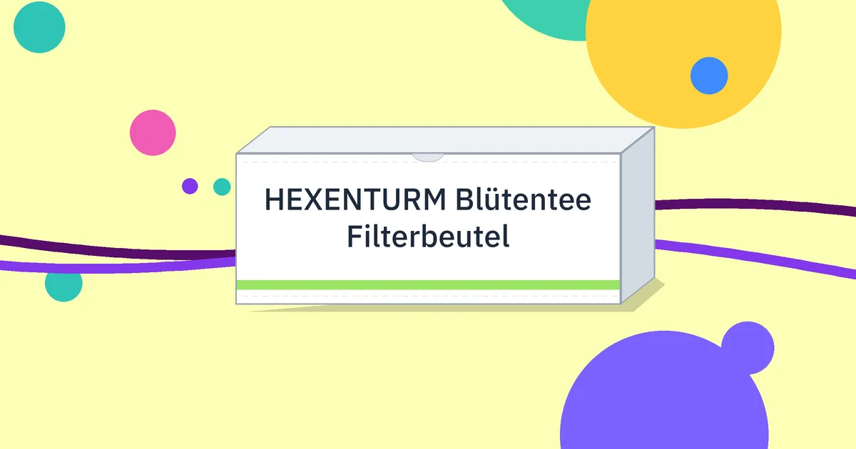 Symbolbild: Packung mit der Aufschrift HEXENTURM Blütentee Filterbeutel (PZN 08854871) – Verfügbarkeit und Bezug in Apotheken in Frankfurt am Main