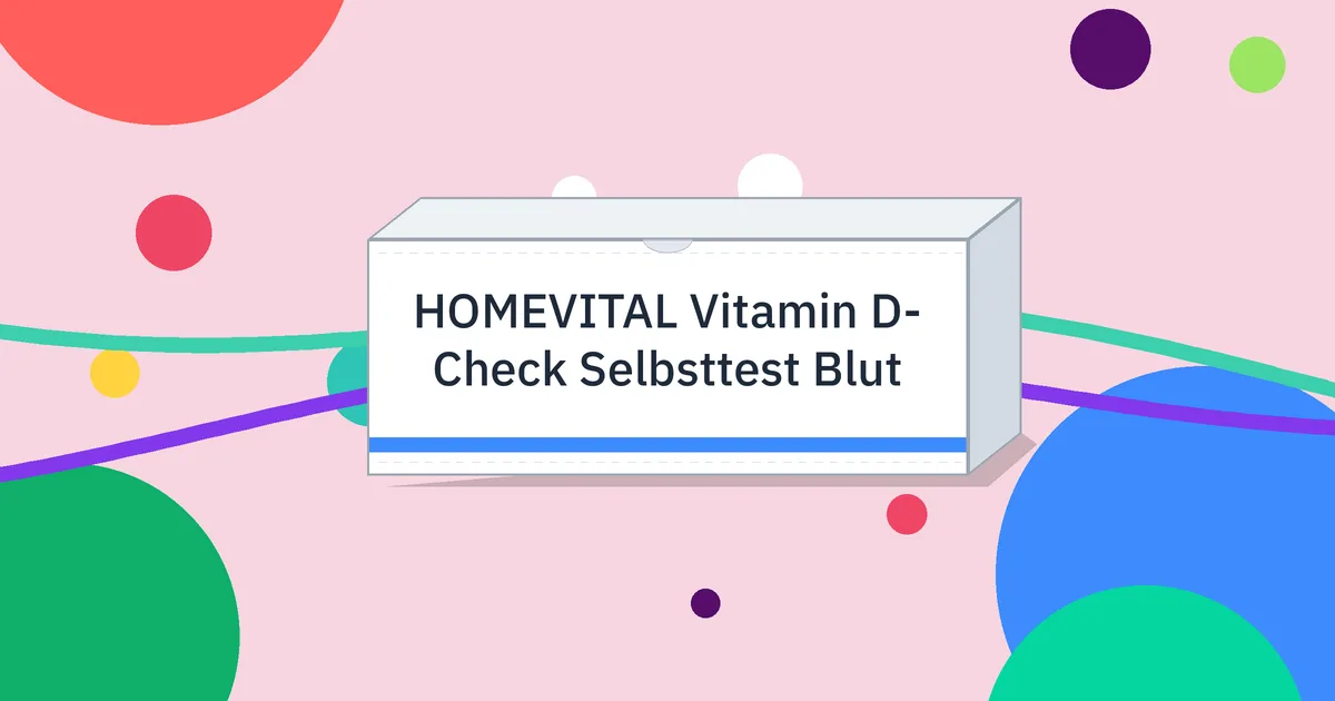 Symbolbild: Packung mit der Aufschrift HOMEVITAL Vitamin D-Check Selbsttest Blut (PZN 19298746) – Verfügbarkeit und Bezug in Apotheken in Frankfurt am Main