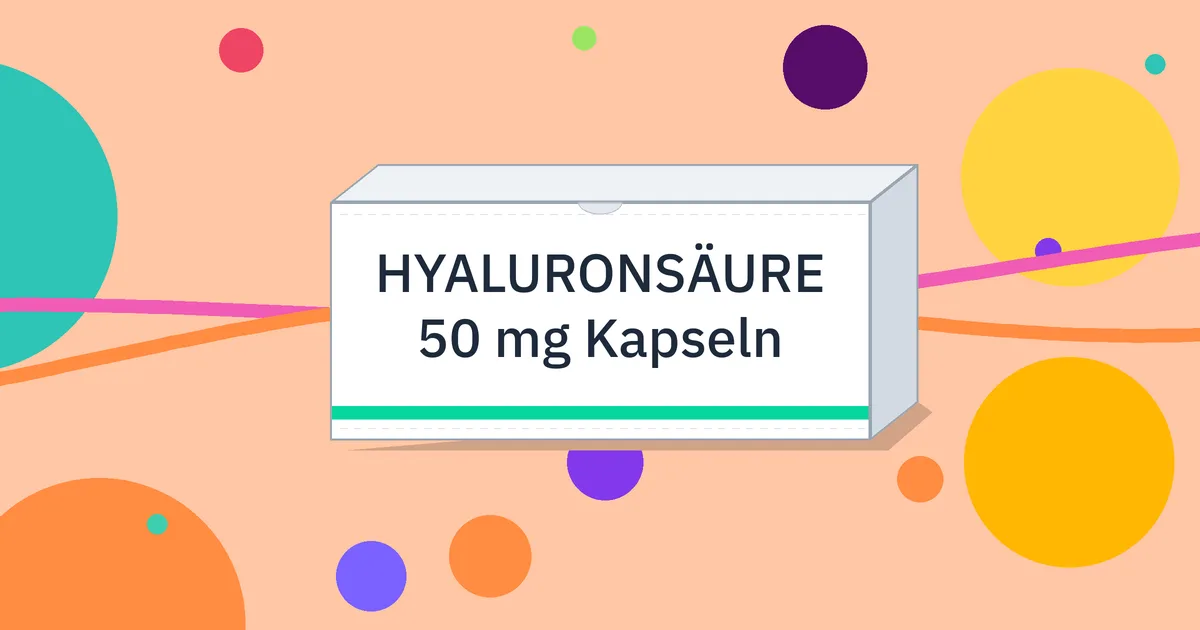 Symbolbild: Packung mit der Aufschrift HYALURONSÄURE 50 mg Kapseln (PZN 02259328) – Verfügbarkeit und Bezug in Apotheken in Frankfurt am Main