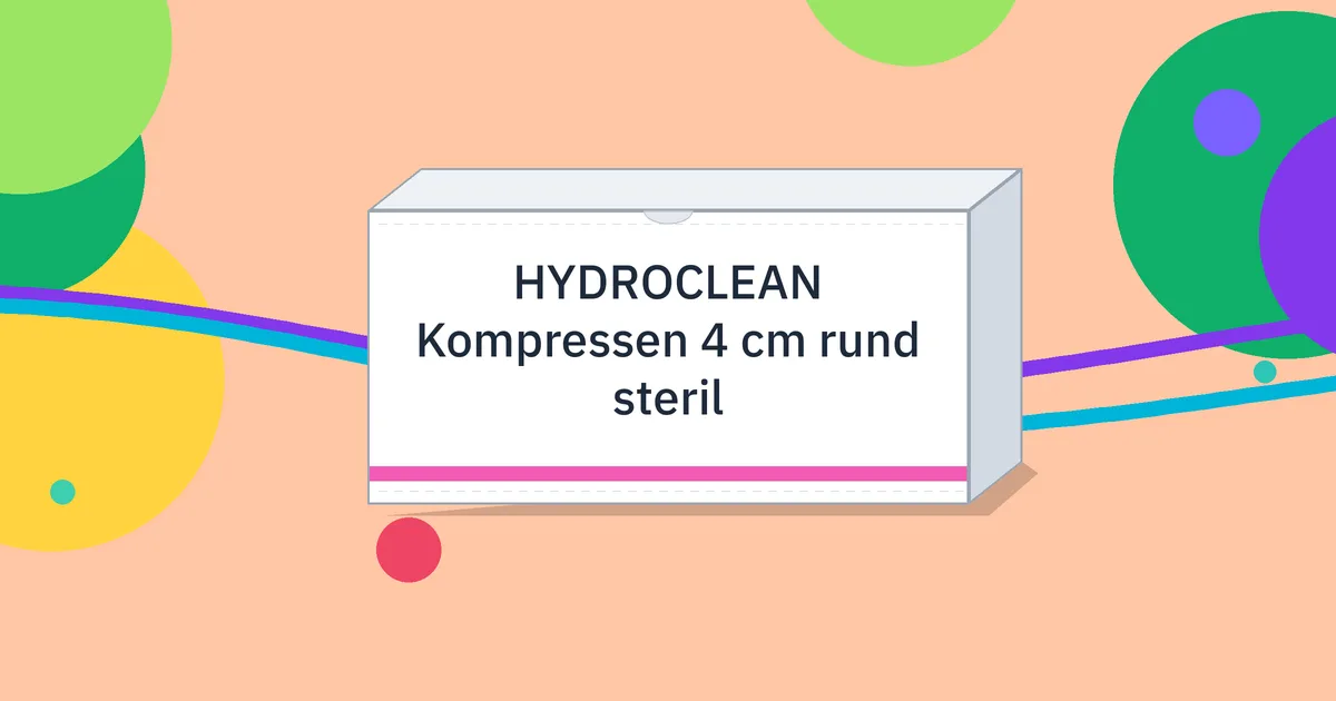 Symbolbild: Packung mit der Aufschrift HYDROCLEAN Kompressen 4 cm rund steril (PZN 16348917) – Verfügbarkeit und Bezug in Apotheken in Frankfurt am Main