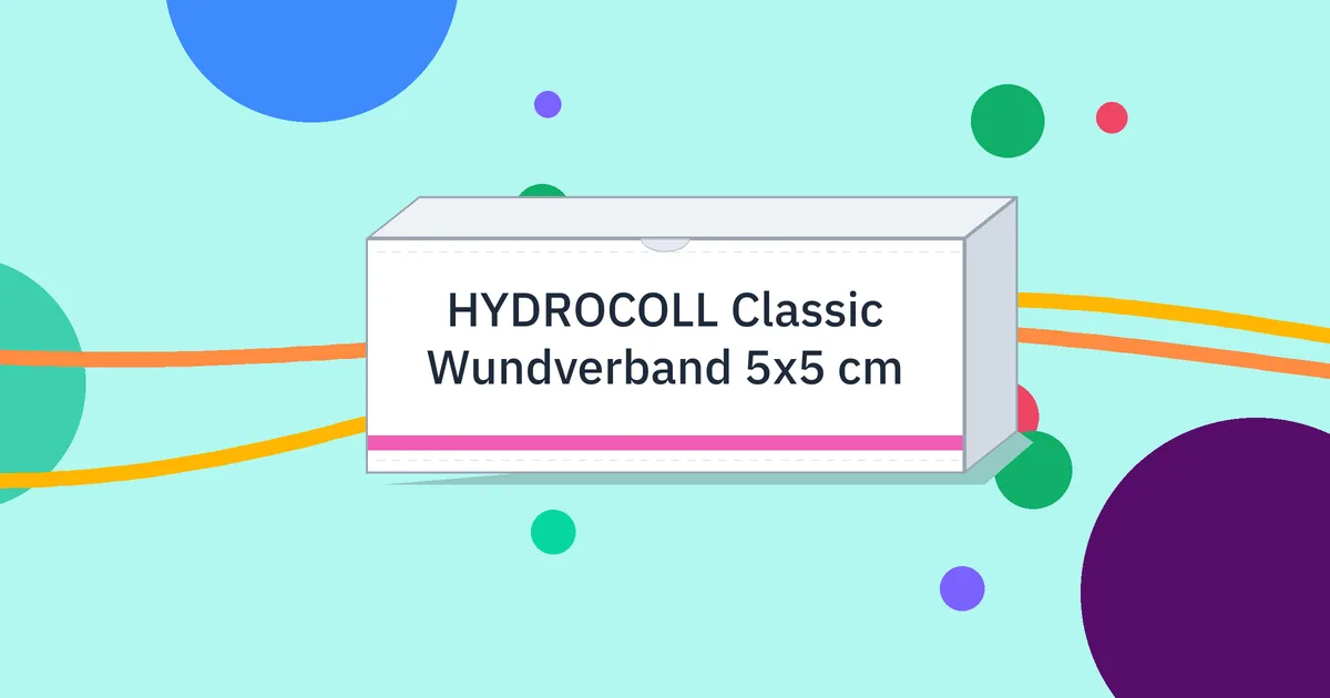 Symbolbild: Packung mit der Aufschrift HYDROCOLL Classic Wundverband 5x5 cm (PZN 13505492) – Verfügbarkeit und Bezug in Apotheken in Frankfurt am Main