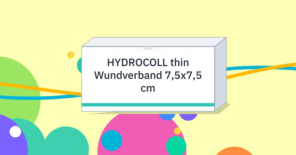 Symbolbild: Packung mit der Aufschrift HYDROCOLL thin Wundverband 7,5x7,5 cm (PZN 11382602) – Verfügbarkeit und Bezug in Apotheken in Frankfurt am Main