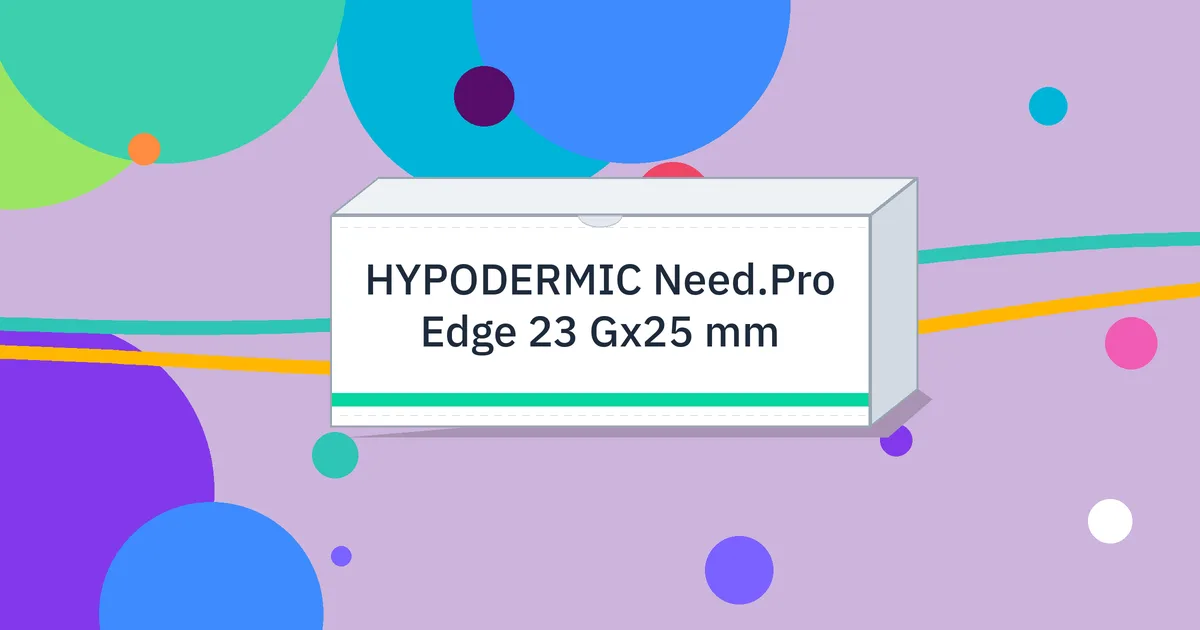 Symbolbild: Packung mit der Aufschrift HYPODERMIC Need.Pro Edge 23 Gx25 mm (PZN 06402975) – Verfügbarkeit und Bezug in Apotheken in Frankfurt am Main