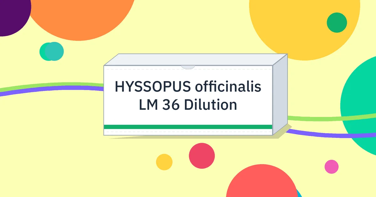 Symbolbild: Packung mit der Aufschrift HYSSOPUS officinalis LM 36 Dilution (PZN 13558382) – Verfügbarkeit und Bezug in Apotheken in Frankfurt am Main