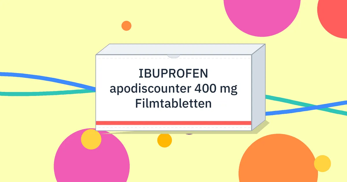 Symbolbild: Packung mit der Aufschrift IBUPROFEN apodiscounter 400 mg Filmtabletten (PZN 18413033) – Verfügbarkeit und Bezug in Apotheken in Frankfurt am Main