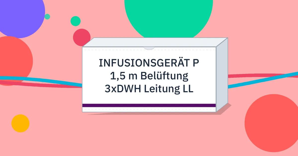 Symbolbild: Packung mit der Aufschrift INFUSIONSGERÄT P 1,5 m Belüftung 3xDWH Leitung LL (PZN 17487704) – Verfügbarkeit und Bezug in Apotheken in Frankfurt am Main