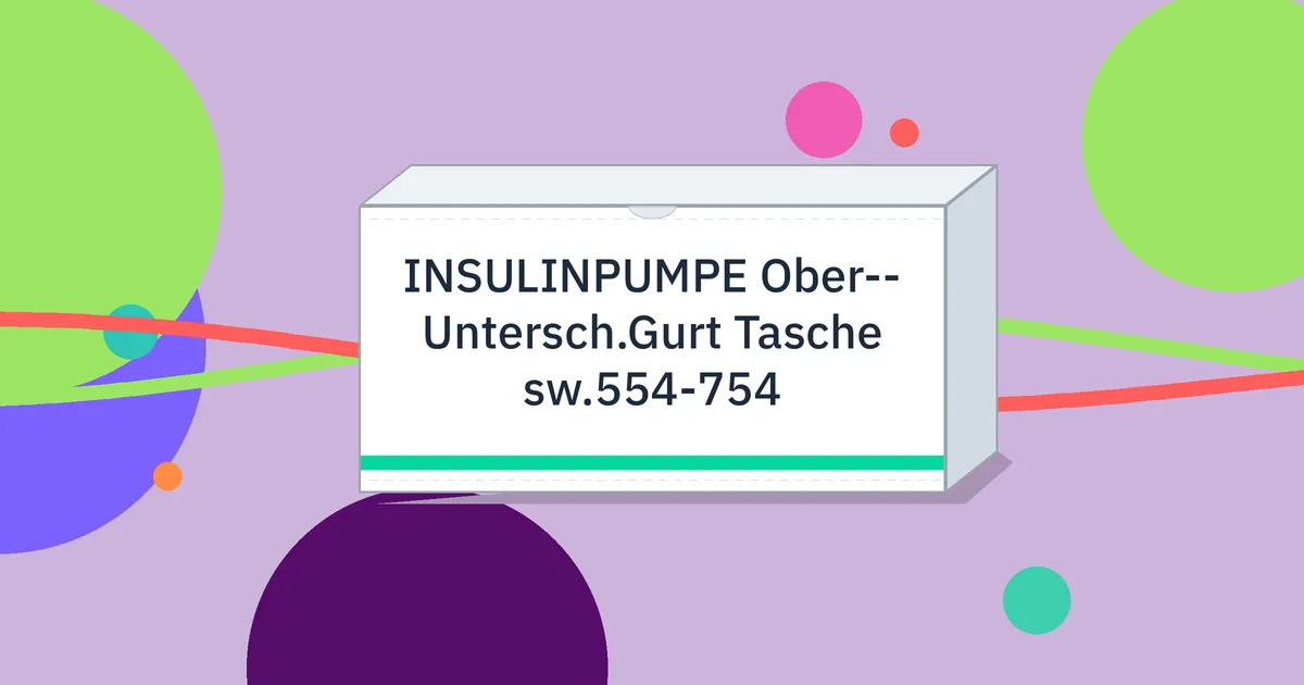 Symbolbild: Packung mit der Aufschrift INSULINPUMPE Ober--Untersch.Gurt Tasche sw.554-754 (PZN 10356229) – Verfügbarkeit und Bezug in Apotheken in Frankfurt am Main