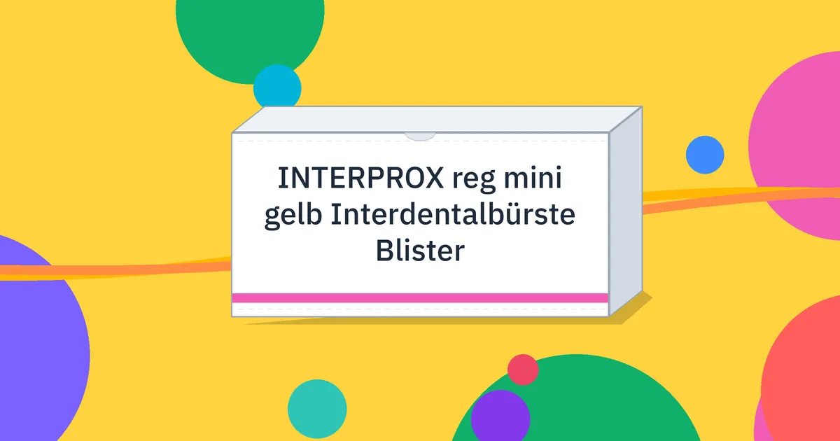 Symbolbild: Packung mit der Aufschrift INTERPROX reg mini gelb Interdentalbürste Blister (PZN 09043353) – Verfügbarkeit und Bezug in Apotheken in Frankfurt am Main