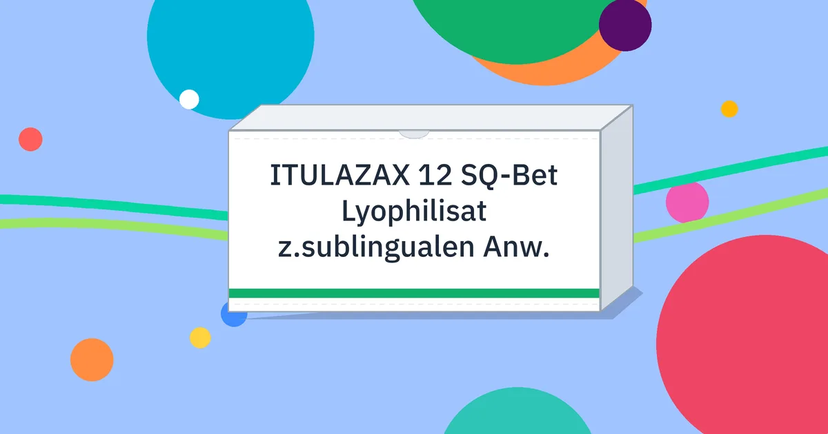 Symbolbild: Packung mit der Aufschrift ITULAZAX 12 SQ-Bet Lyophilisat z.sublingualen Anw. (PZN 16855778) – Verfügbarkeit und Bezug in Apotheken in Frankfurt am Main