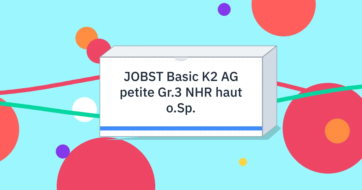 Symbolbild: Packung mit der Aufschrift JOBST Basic K2 AG petite Gr.3 NHR haut o.Sp. (PZN 11249369) – Verfügbarkeit und Bezug in Apotheken in Frankfurt am Main