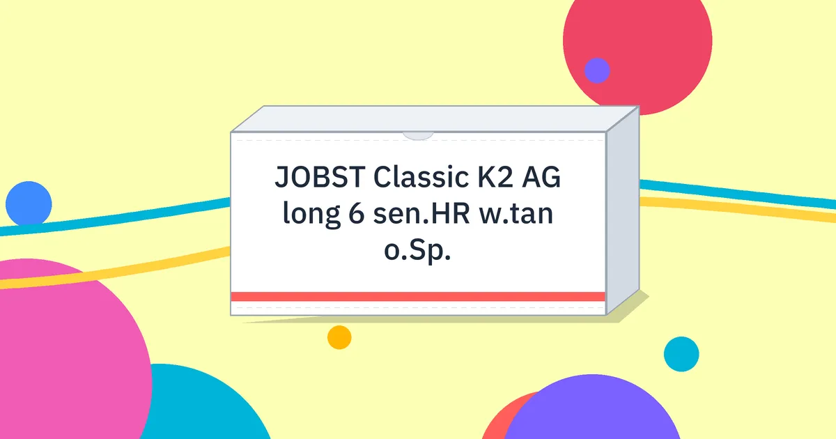 Symbolbild: Packung mit der Aufschrift JOBST Classic K2 AG long 6 sen.HR w.tan o.Sp. (PZN 17959439) – Verfügbarkeit und Bezug in Apotheken in Frankfurt am Main