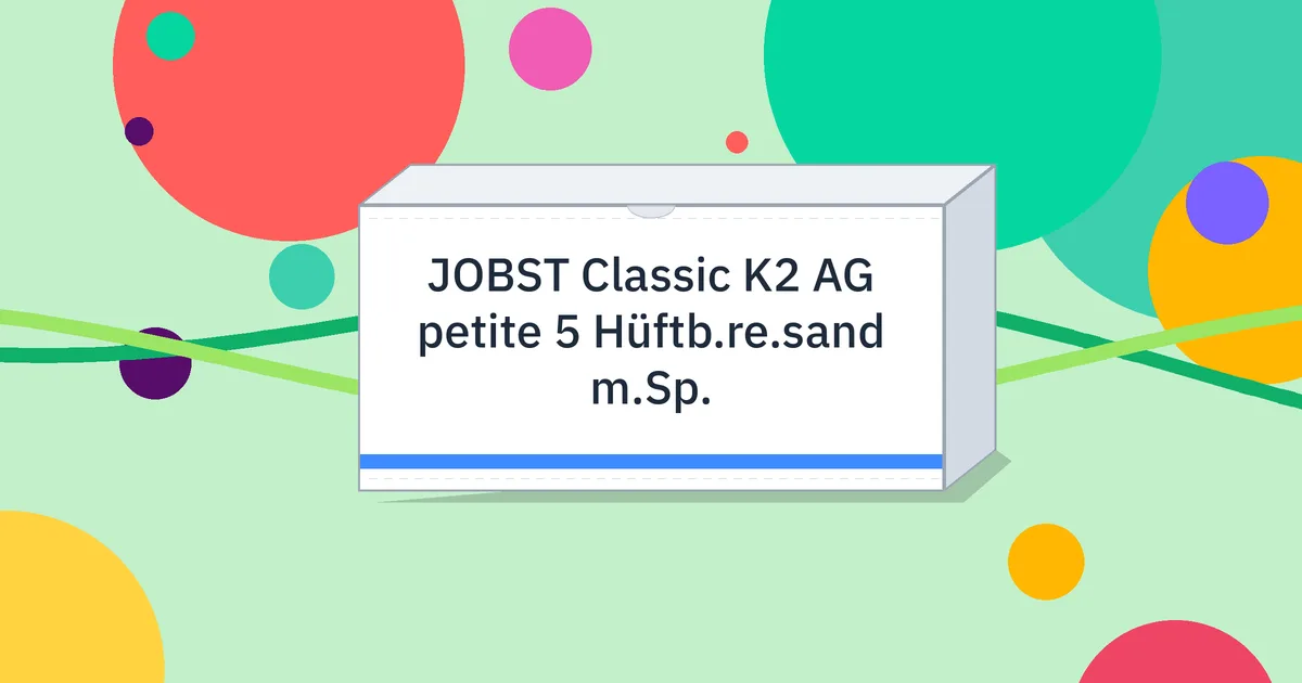 Symbolbild: Packung mit der Aufschrift JOBST Classic K2 AG petite 5 Hüftb.re.sand m.Sp. (PZN 13065455) – Verfügbarkeit und Bezug in Apotheken in Frankfurt am Main
