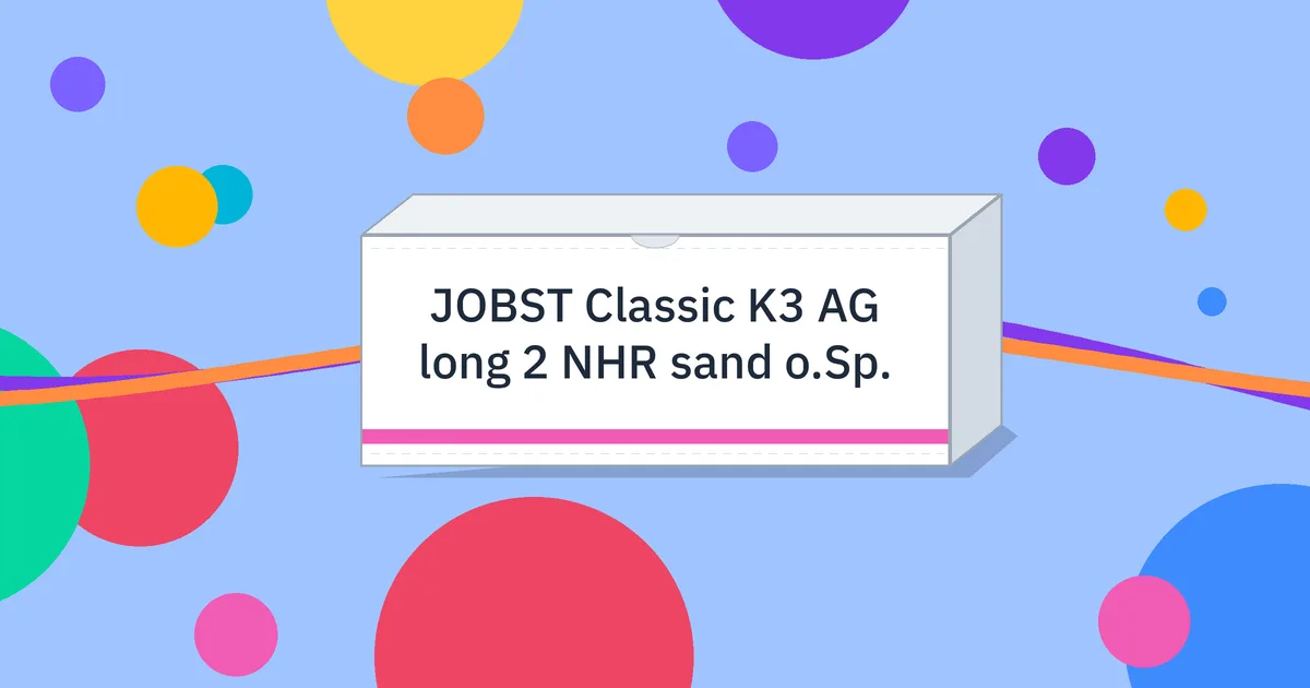 Symbolbild: Packung mit der Aufschrift JOBST Classic K3 AG long 2 NHR sand o.Sp. (PZN 13072107) – Verfügbarkeit und Bezug in Apotheken in Frankfurt am Main