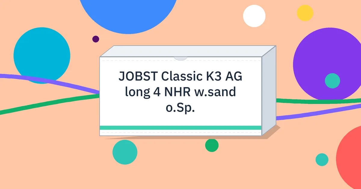 Symbolbild: Packung mit der Aufschrift JOBST Classic K3 AG long 4 NHR w.sand o.Sp. (PZN 13072343) – Verfügbarkeit und Bezug in Apotheken in Frankfurt am Main