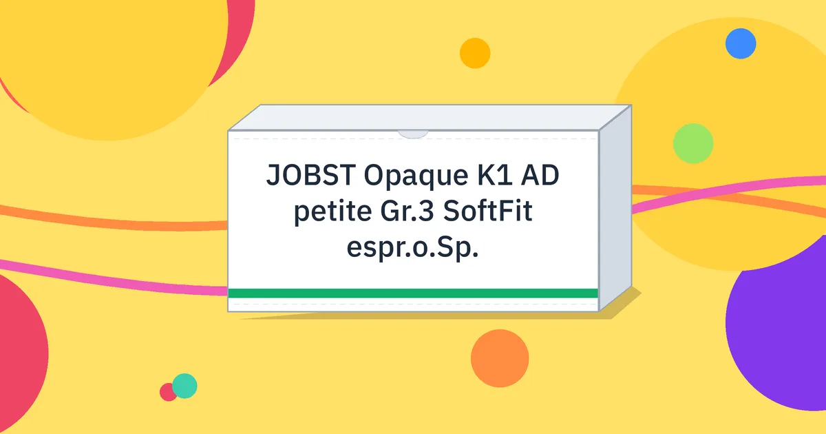 Symbolbild: Packung mit der Aufschrift JOBST Opaque K1 AD petite Gr.3 SoftFit espr.o.Sp. (PZN 16264528) – Verfügbarkeit und Bezug in Apotheken in Frankfurt am Main