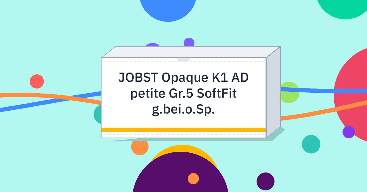 Symbolbild: Packung mit der Aufschrift JOBST Opaque K1 AD petite Gr.5 SoftFit g.bei.o.Sp. (PZN 16263960) – Verfügbarkeit und Bezug in Apotheken in Frankfurt am Main