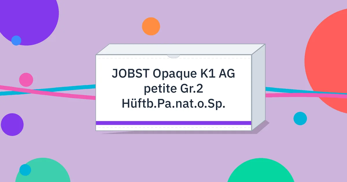 Symbolbild: Packung mit der Aufschrift JOBST Opaque K1 AG petite Gr.2 Hüftb.Pa.nat.o.Sp. (PZN 13098785) – Verfügbarkeit und Bezug in Apotheken in Frankfurt am Main