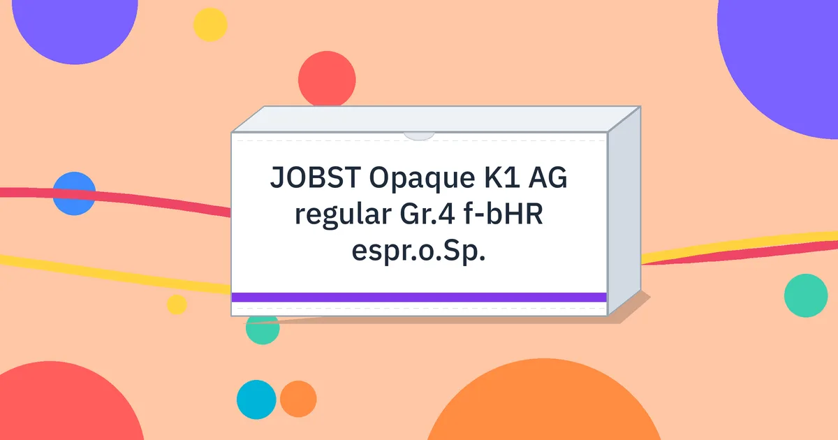 Symbolbild: Packung mit der Aufschrift JOBST Opaque K1 AG regular Gr.4 f-bHR espr.o.Sp. (PZN 16266941) – Verfügbarkeit und Bezug in Apotheken in Frankfurt am Main