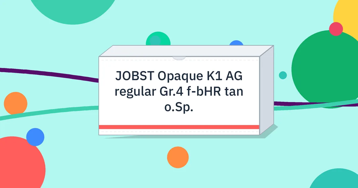 Symbolbild: Packung mit der Aufschrift JOBST Opaque K1 AG regular Gr.4 f-bHR tan o.Sp. (PZN 16266059) – Verfügbarkeit und Bezug in Apotheken in Frankfurt am Main