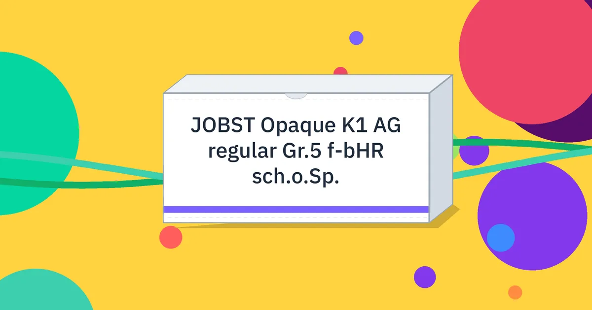 Symbolbild: Packung mit der Aufschrift JOBST Opaque K1 AG regular Gr.5 f-bHR sch.o.Sp. (PZN 13094617) – Verfügbarkeit und Bezug in Apotheken in Frankfurt am Main