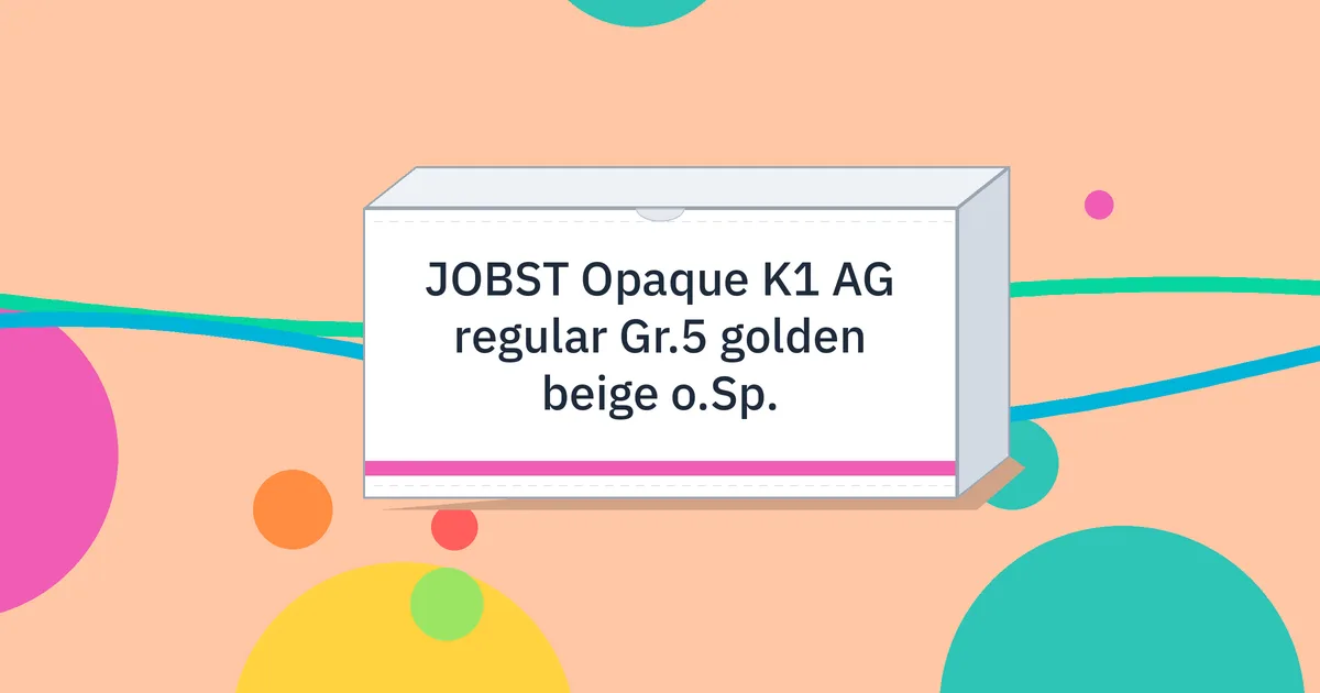 Symbolbild: Packung mit der Aufschrift JOBST Opaque K1 AG regular Gr.5 golden beige o.Sp. (PZN 16265373) – Verfügbarkeit und Bezug in Apotheken in Frankfurt am Main