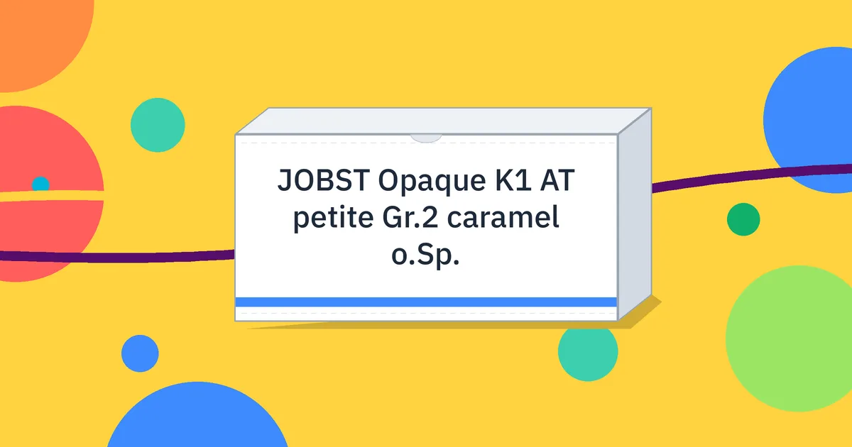 Symbolbild: Packung mit der Aufschrift JOBST Opaque K1 AT petite Gr.2 caramel o.Sp. (PZN 13103977) – Verfügbarkeit und Bezug in Apotheken in Frankfurt am Main