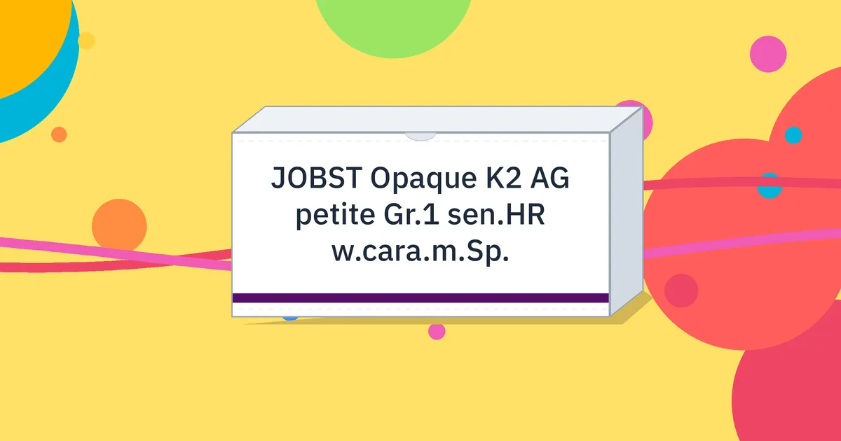 Symbolbild: Packung mit der Aufschrift JOBST Opaque K2 AG petite Gr.1 sen.HR w.cara.m.Sp. (PZN 11256866) – Verfügbarkeit und Bezug in Apotheken in Frankfurt am Main