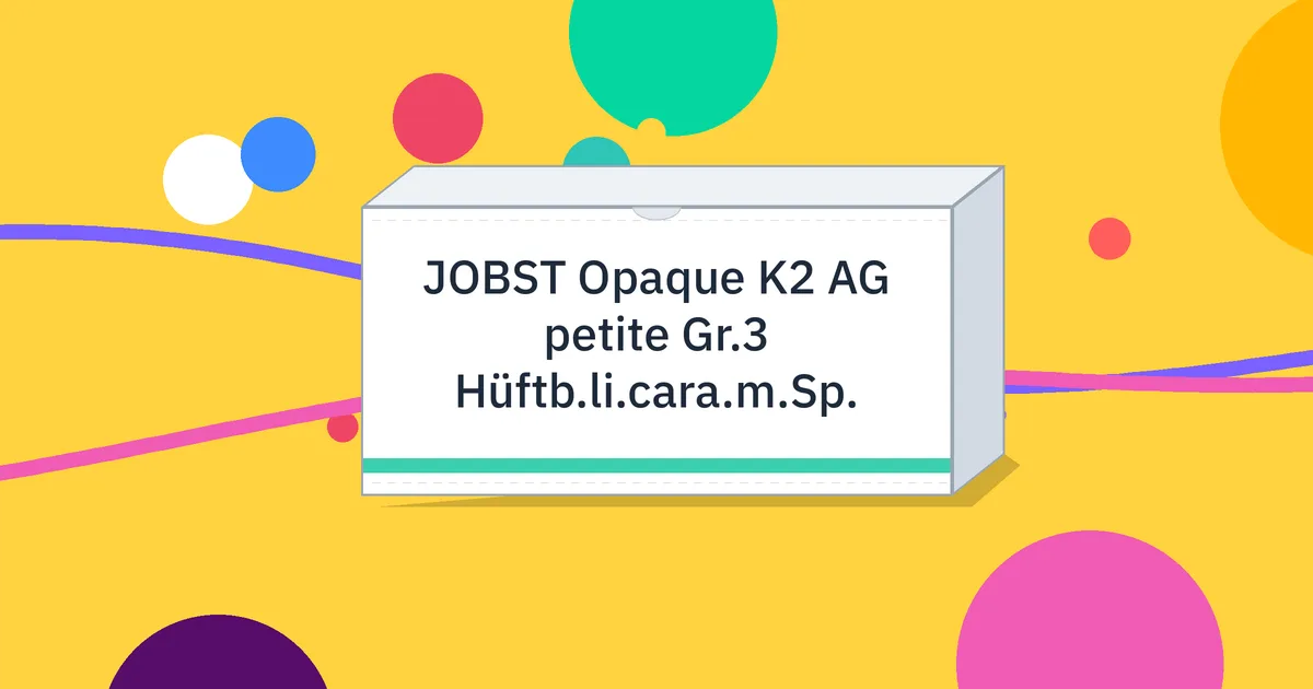 Symbolbild: Packung mit der Aufschrift JOBST Opaque K2 AG petite Gr.3 Hüftb.li.cara.m.Sp. (PZN 13113533) – Verfügbarkeit und Bezug in Apotheken in Frankfurt am Main