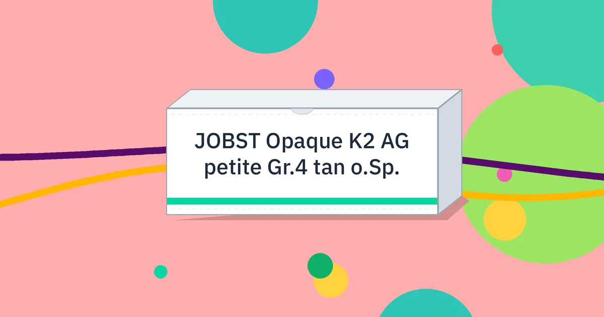Symbolbild: Packung mit der Aufschrift JOBST Opaque K2 AG petite Gr.4 tan o.Sp. (PZN 16284643) – Verfügbarkeit und Bezug in Apotheken in Frankfurt am Main